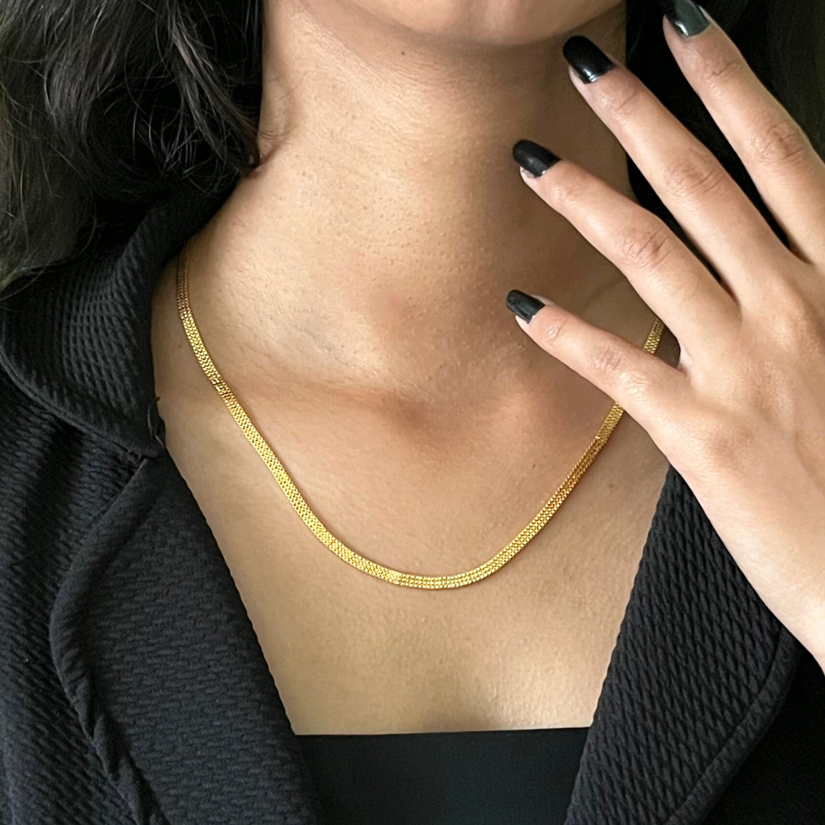 Golden Glide Gold Plated Mesh Chain – Nira Kalyani